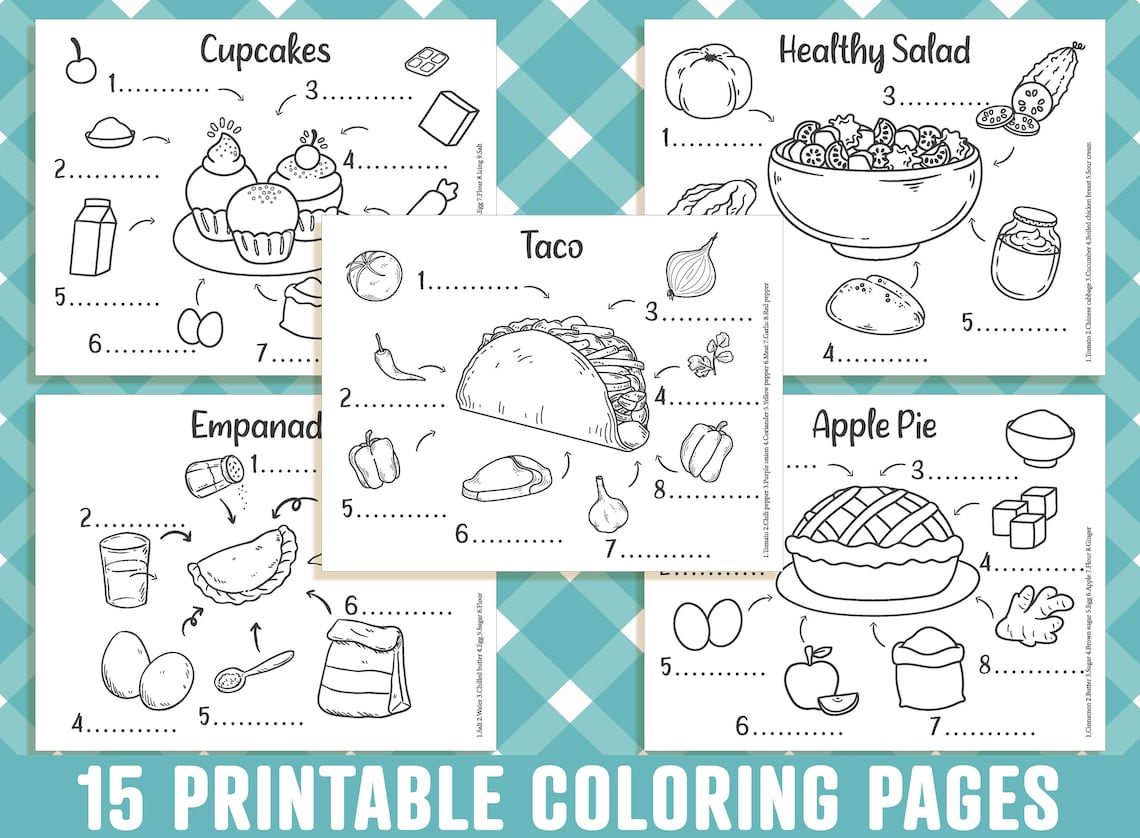 Food Coloring Pages, 15 Printable Recipe Coloring Pages for Kids, Boys ...