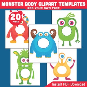 Monster Body Clipart Templates: Add Your Own Photo Face for a Fun DIY ...