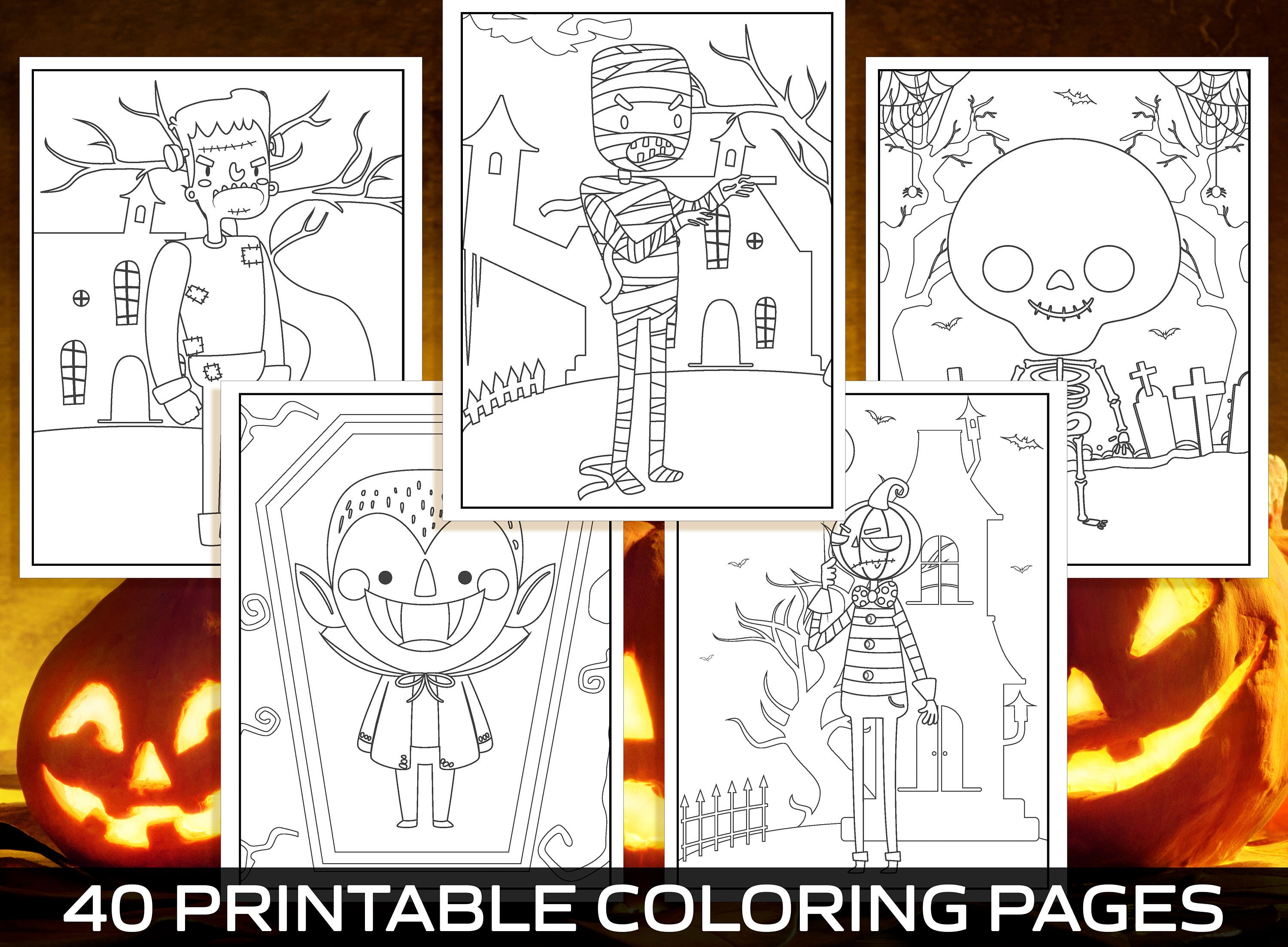 Halloween Activities for Kids, 40 Printable Coloring Pages for Kids ...