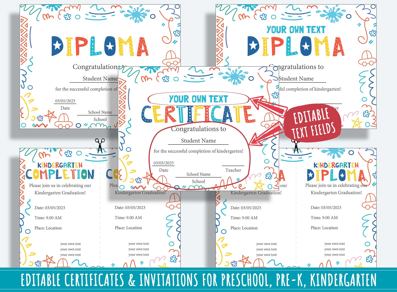 Certificate Template Editable End of Year Diplomas - Etsy