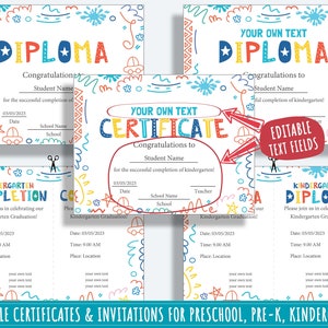 Certificate Template, Editable End of Year Diplomas, Certificates, and ...