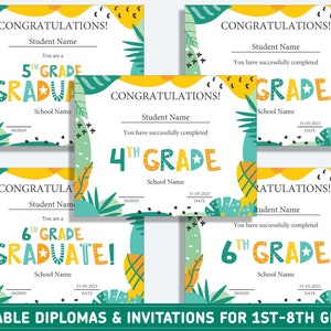 Editable 8th Grade Awards, 1st to 8th Grade Diploma, Certificate of ...