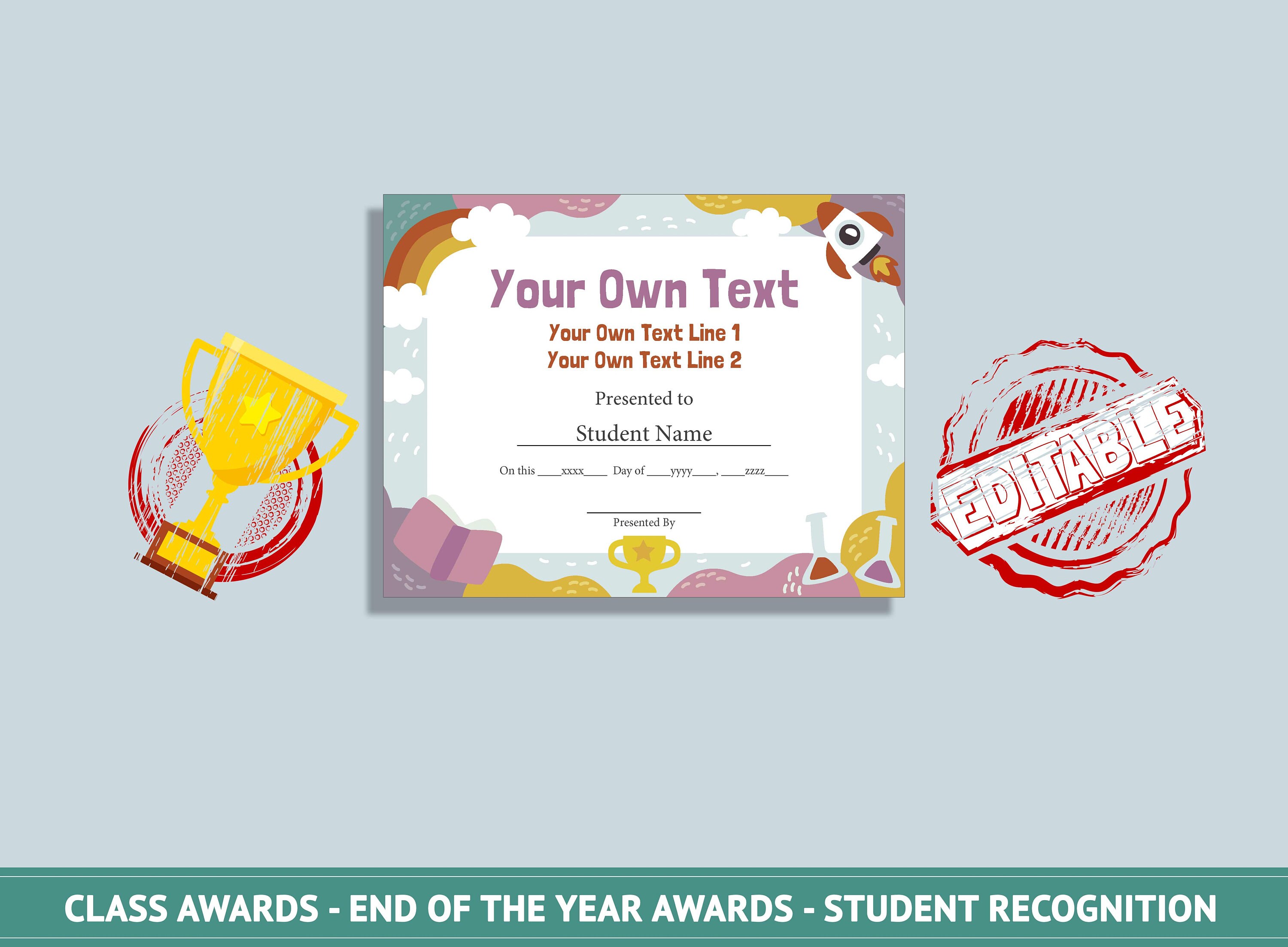 Editable Class Awards End of Year End of the Year Awards Student ...