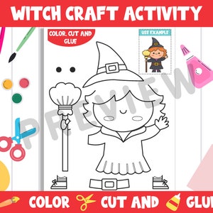 Witch Craft Activity - Color, Cut, and Glue for Prek to 2nd Grade, PDF ...