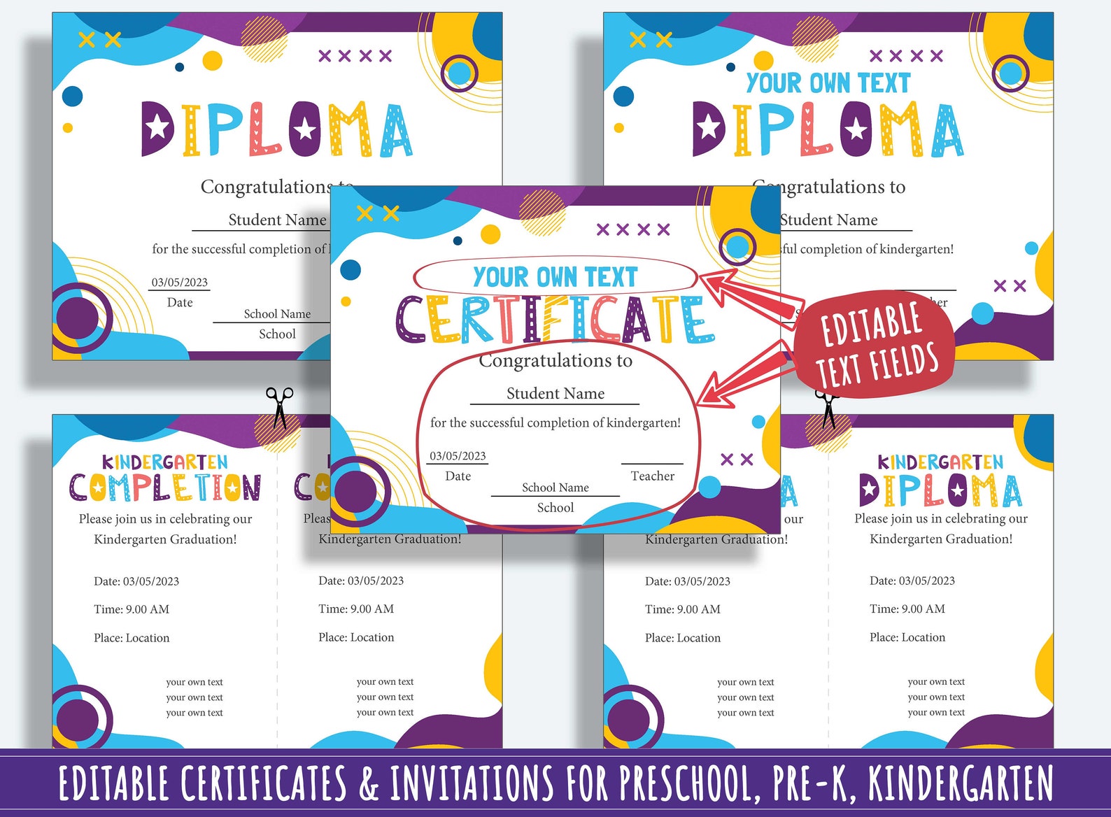 Editable End of the Year Awards Kindergarten Diploma Promotion ...