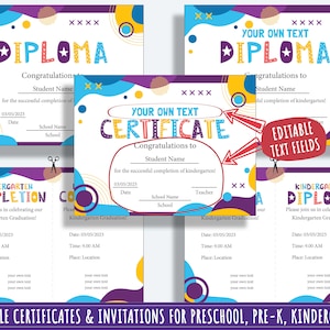 Editable End of the Year Awards Kindergarten Diploma Promotion ...