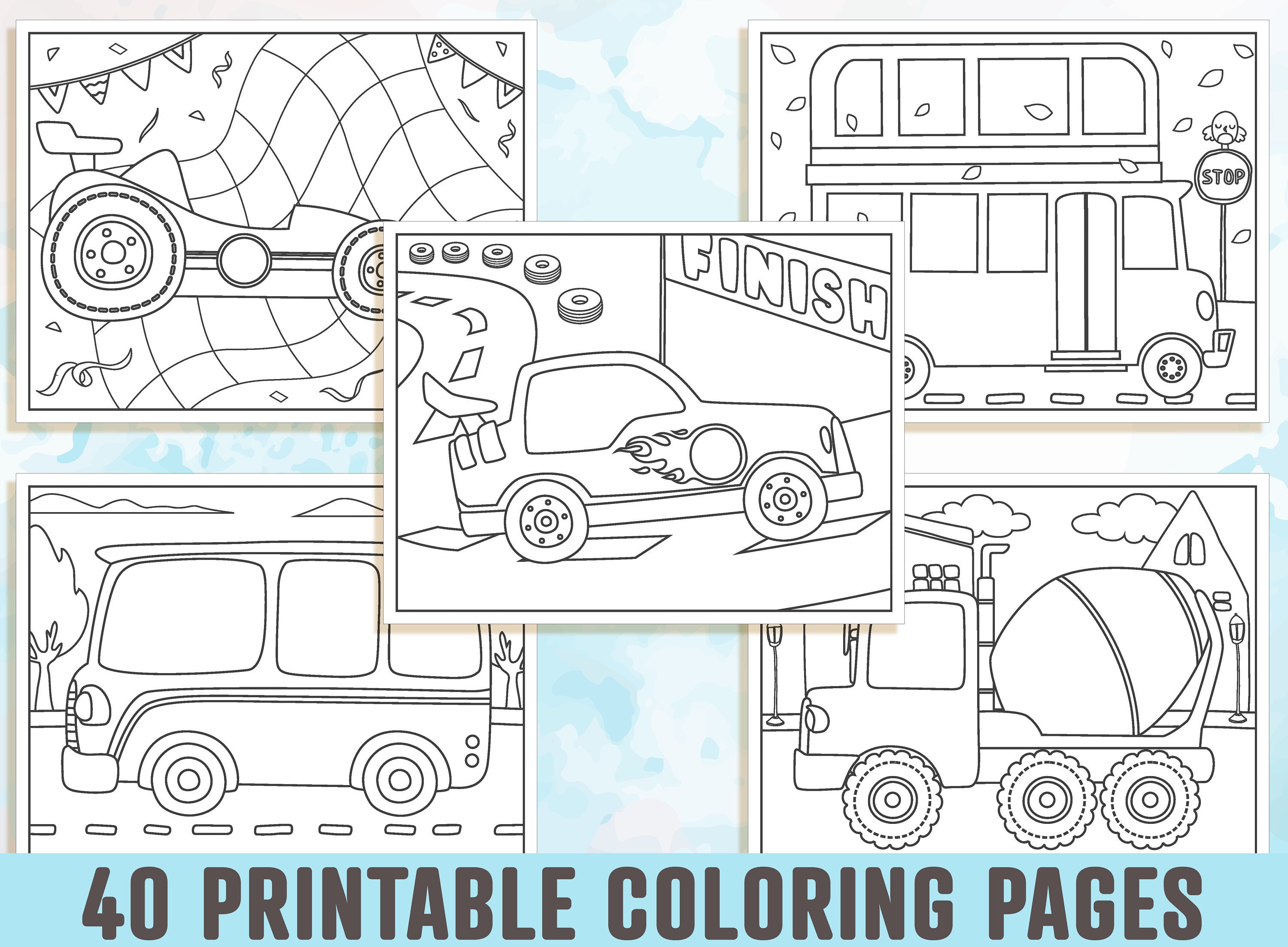 Vehicle Coloring Pages 40 Printable Vehicle Coloring Pages | Etsy UK