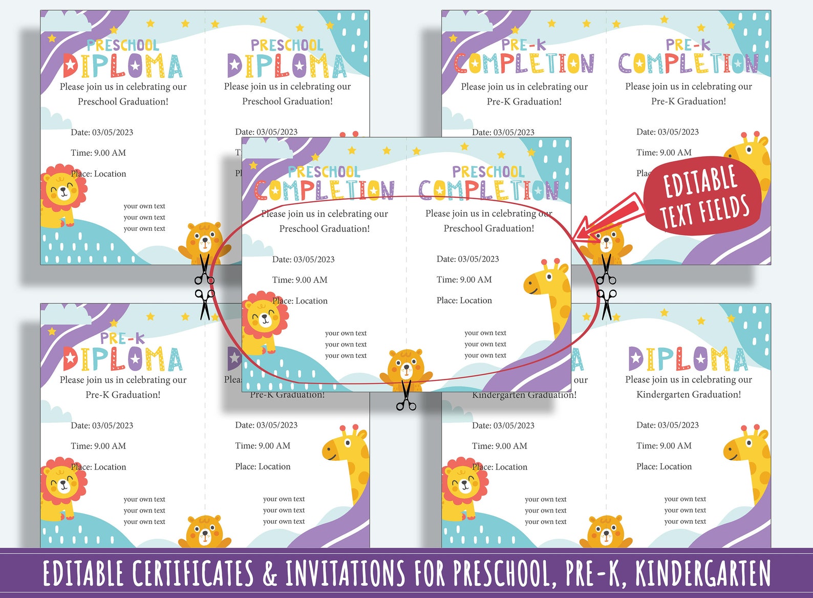 37 Pages of Editable Diploma Certificate and Invitation - Etsy