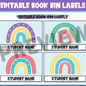Editable Boho Rainbow Book Bin Labels: 16 Customizable Designs for ...