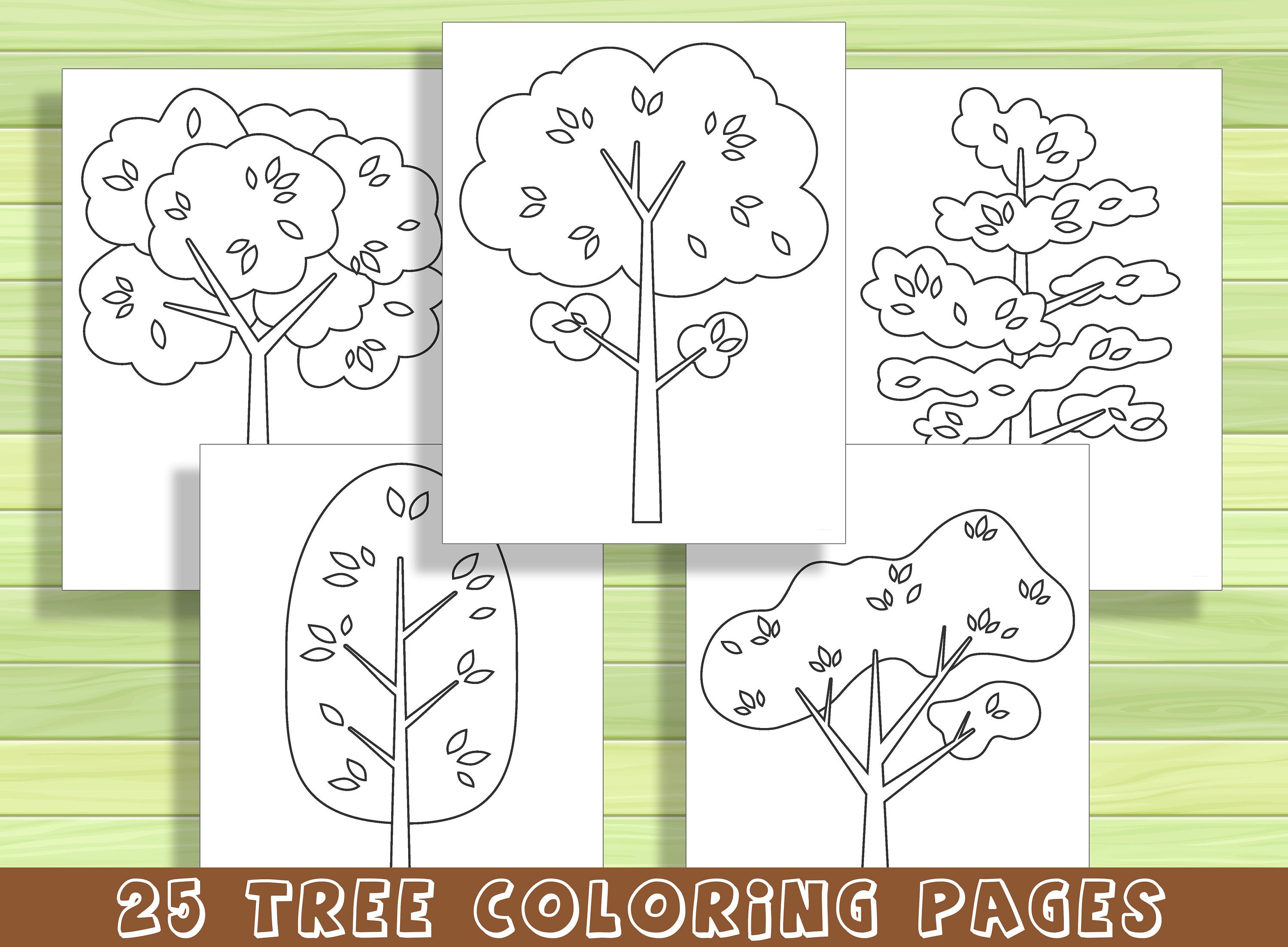 25 Beautiful Tree Coloring Pages for Preschool and Kindergarten, PDF ...