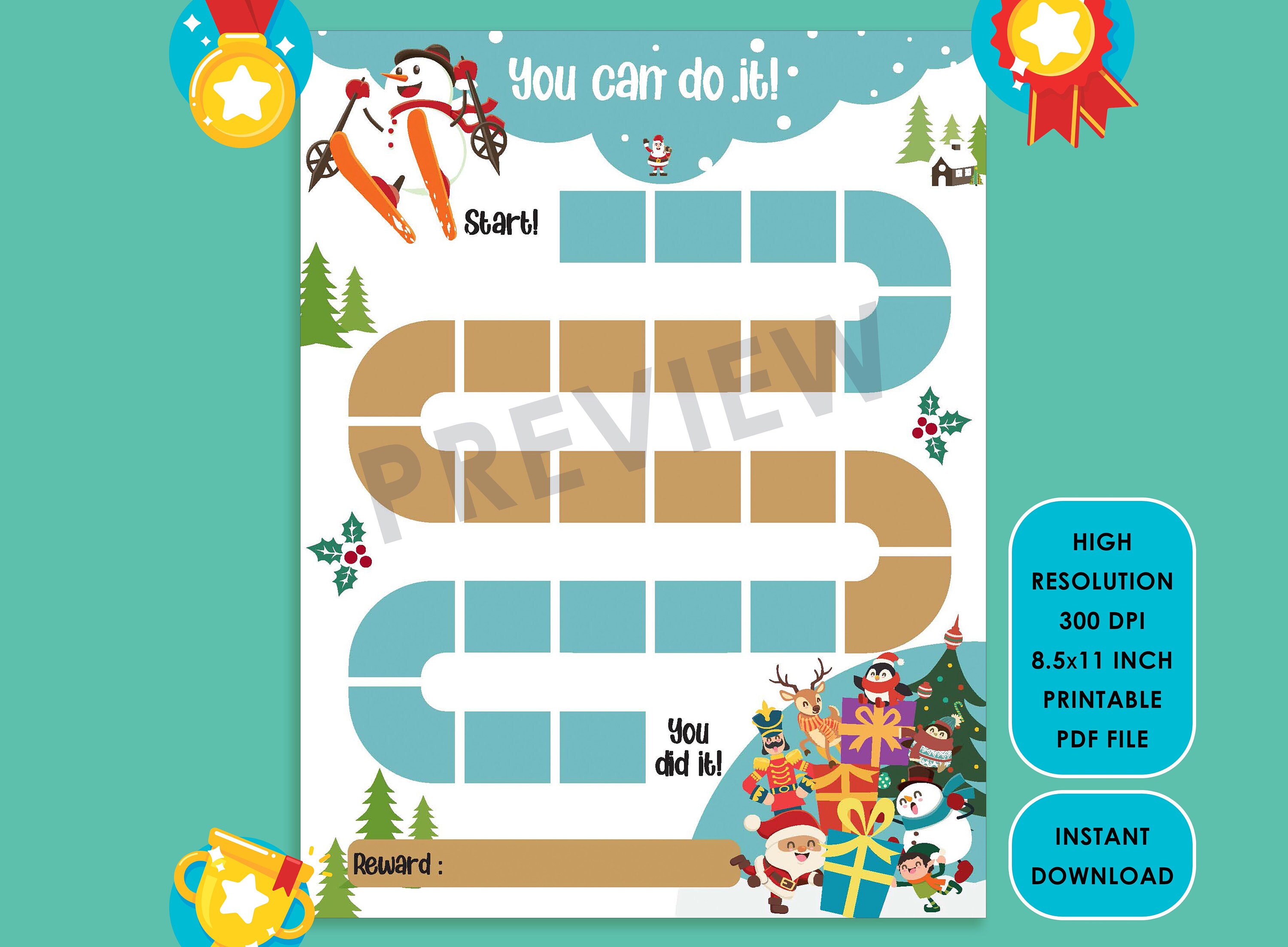Printable Cute Snowman Reward Chart for Kids: 2 Charming Designs to ...