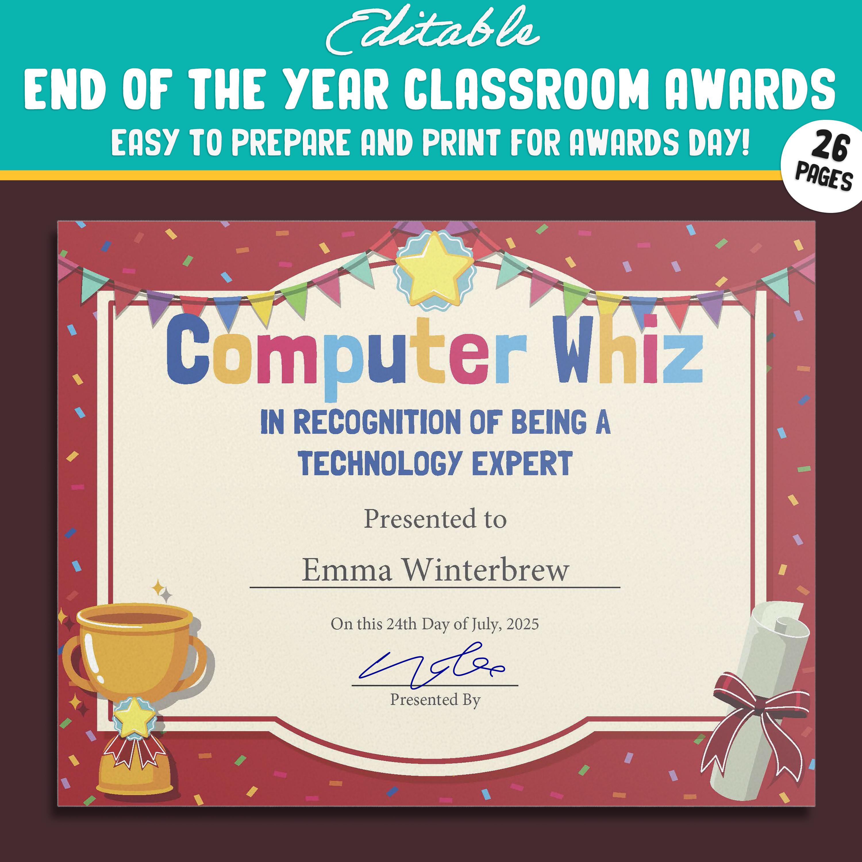 Editable Class Superlatives Awards, End of the Year Classroom Awards ...