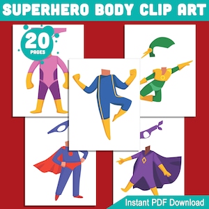 Superhero Body Cutout Clip Art: Add Your Own Face for a Customizable ...