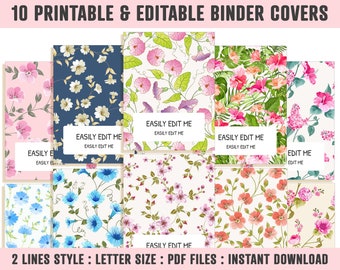 Printable Editable Floral Binder Cover Template - Etsy