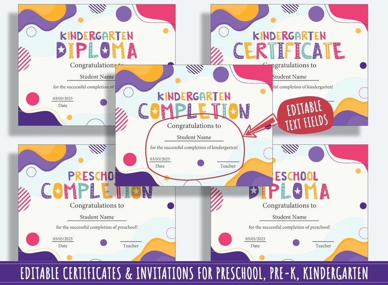 Pre K Graduation Certificate, Kindergarten Certificates Completion ...