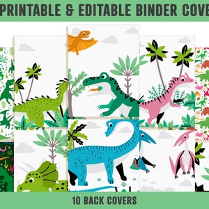 Dinosaur Binder Cover, 10 Printable & Editable Covers+spines, Binder ...