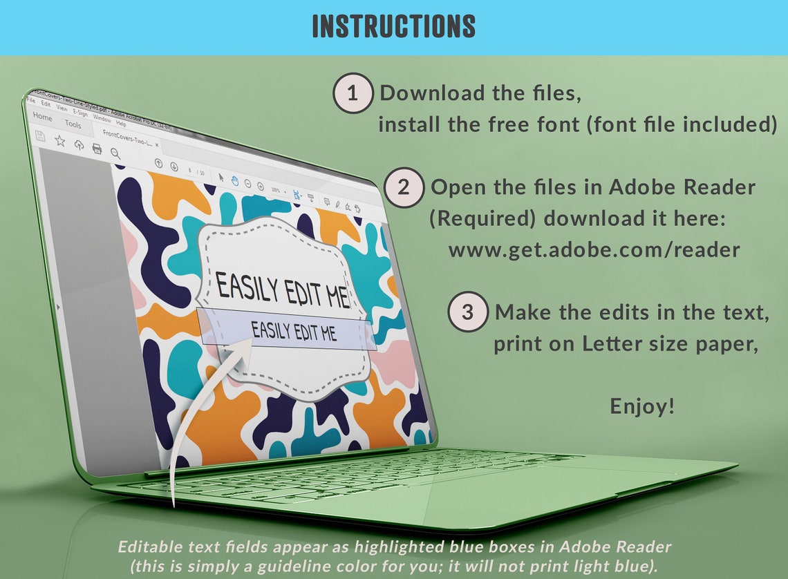 Abstract Binder Cover 10 Printable & Editable Coversspines - Etsy