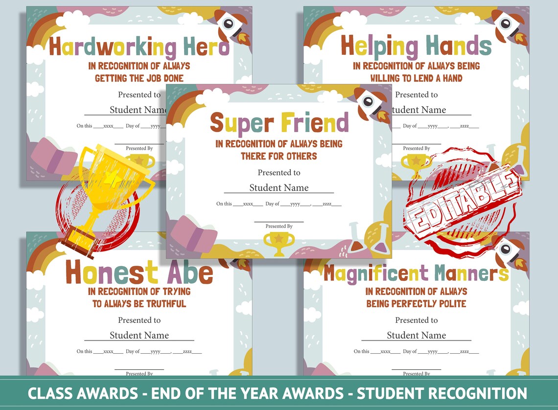Editable Class Awards End of Year End of the Year Awards - Etsy