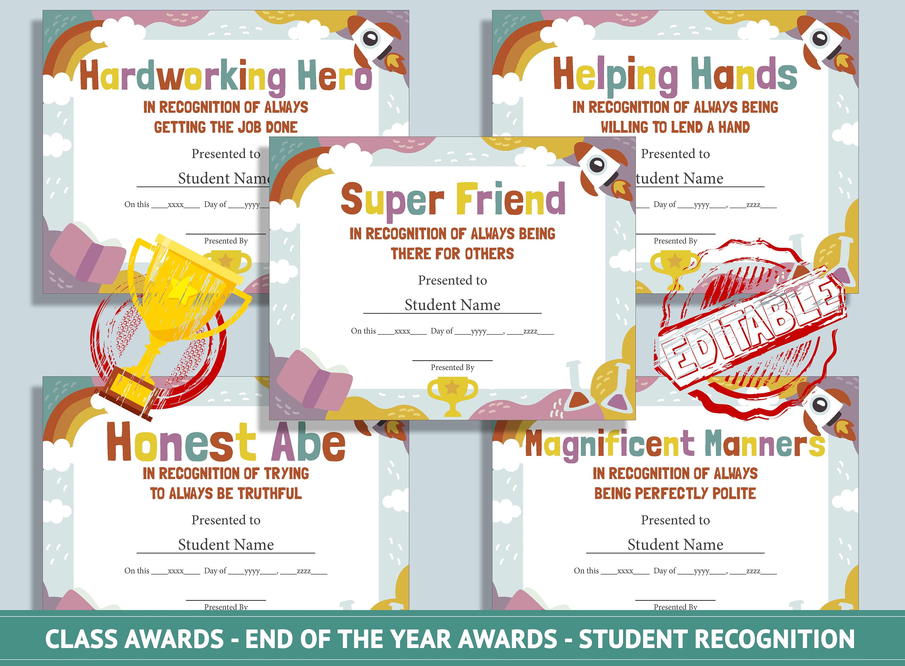 Editable Class Awards End of Year End of the Year Awards Student ...