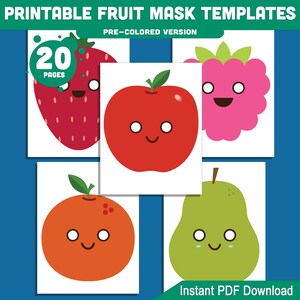 Printable Fruit Mask Templates: 20 Fun DIY Crafts for Kids, Pre-colored ...