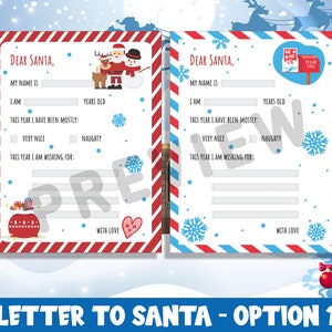 Printable Magical Kids Letter to Santa Kit: 2 Enchanting Designs, Fill ...