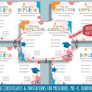 Editable Diplomas Certificates and Invitations for Children: - Etsy