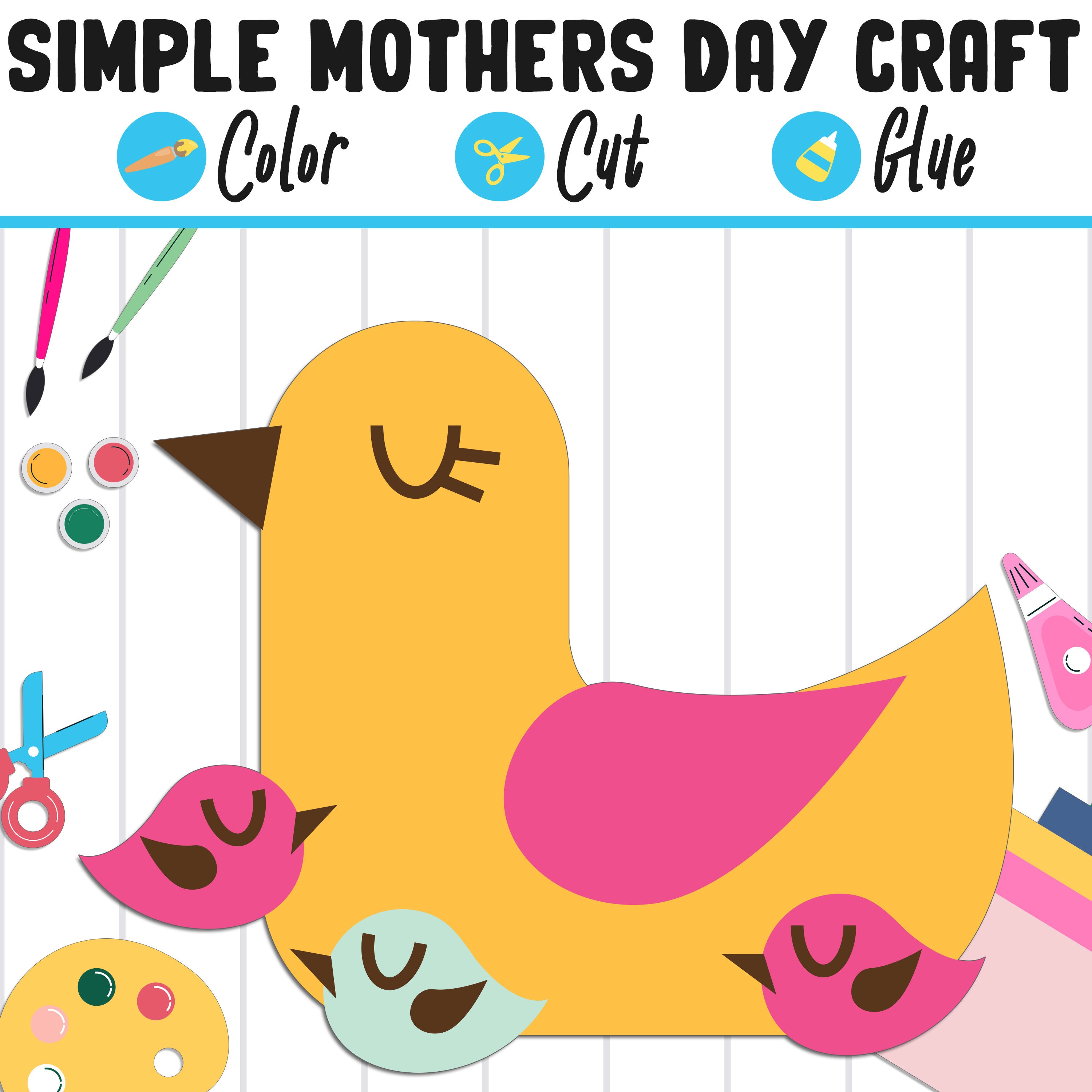 Simple Mothers Day Craft for Kids : Color, Cut, and Glue, a Fun ...
