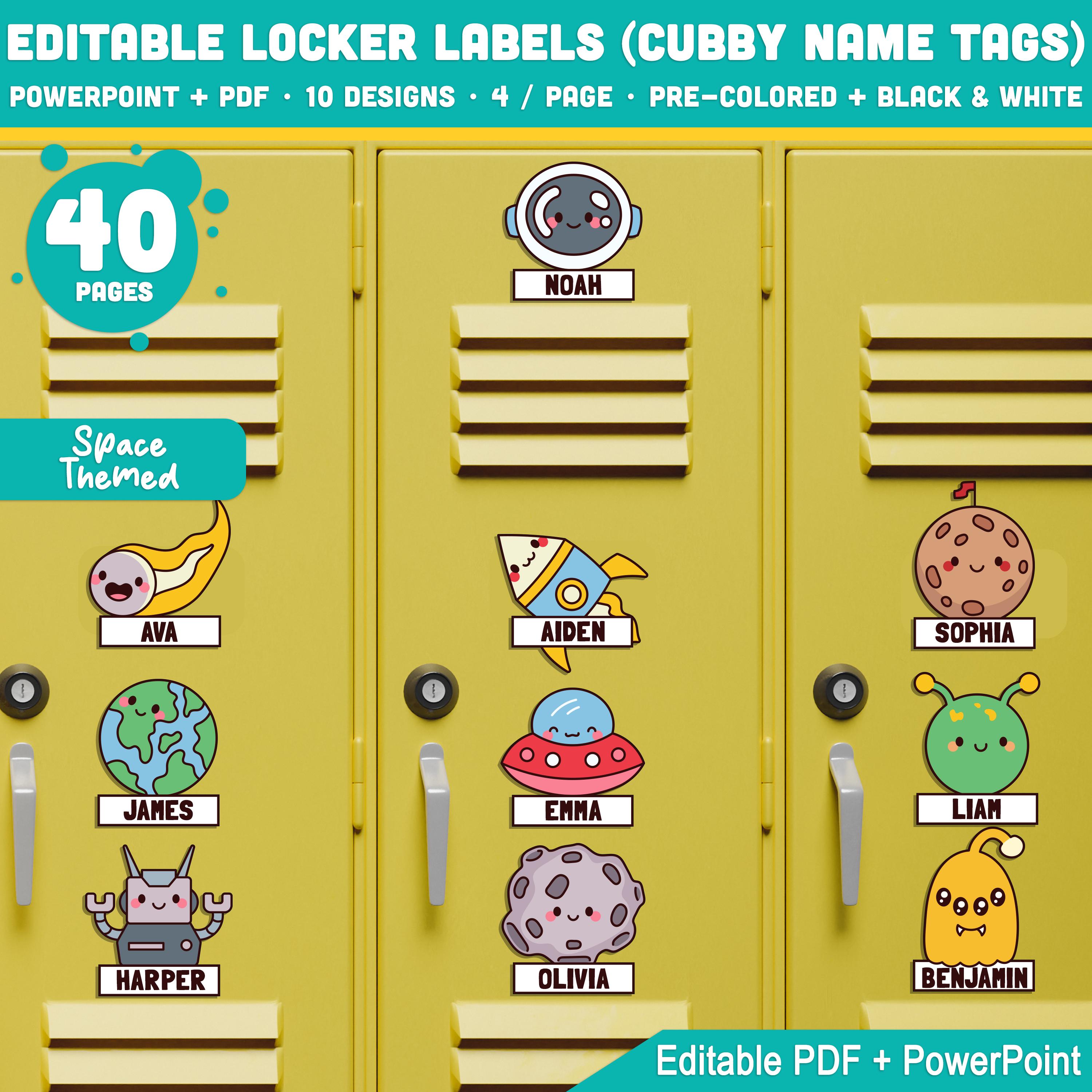 Editable Locker Labels (cubby Name Tags), Space Themed, 10 Designs, PDF ...