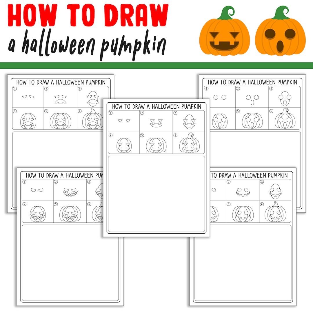 How to Draw a Halloween Pumpkin, Directed Drawing Step by Step Tutorial ...