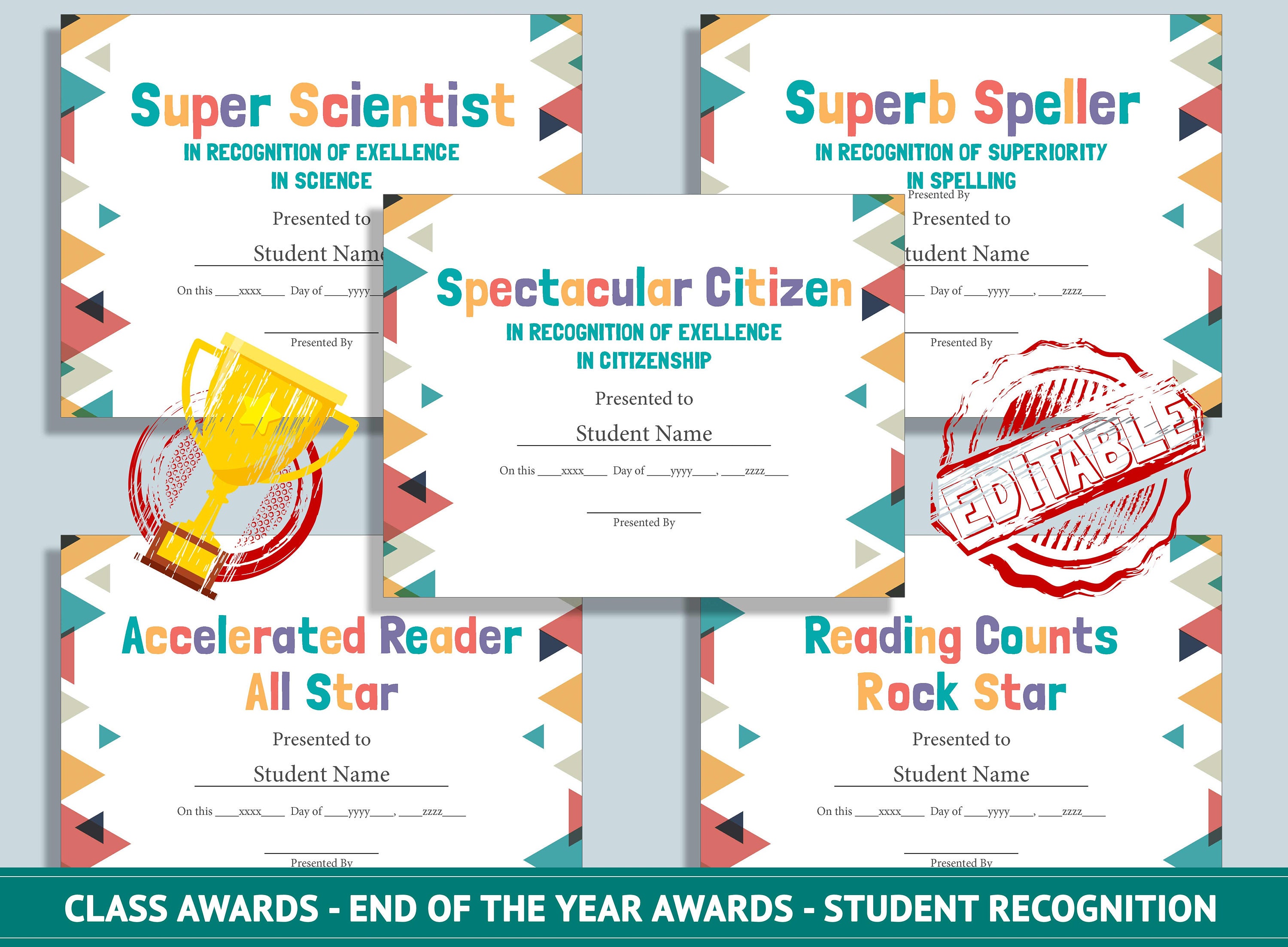 Editable End of the Year Activities, End of School Year Awards, Student ...