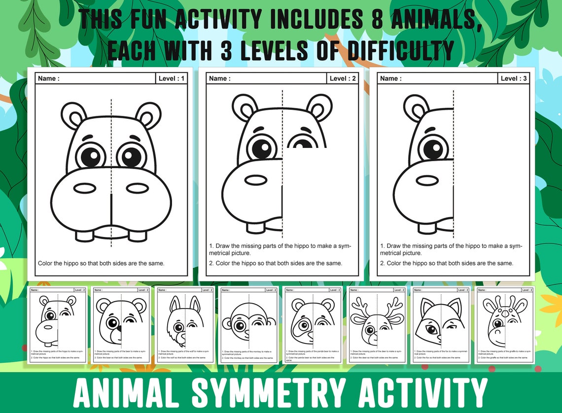 Animal Symmetry Worksheet, Animal Theme Lines of Symmetry Activity, 24 ...