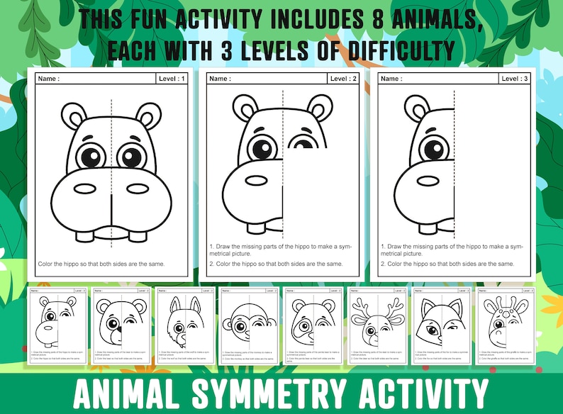 Animal Symmetry Worksheet, Animal Theme Lines of Symmetry Activity, 24 ...