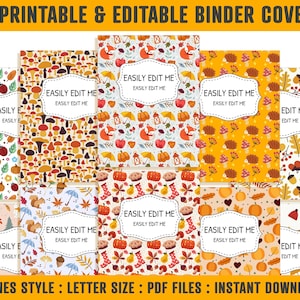 Fall Planner Covers, 10 Editable Binder Covers and Spines, Binder Cover ...