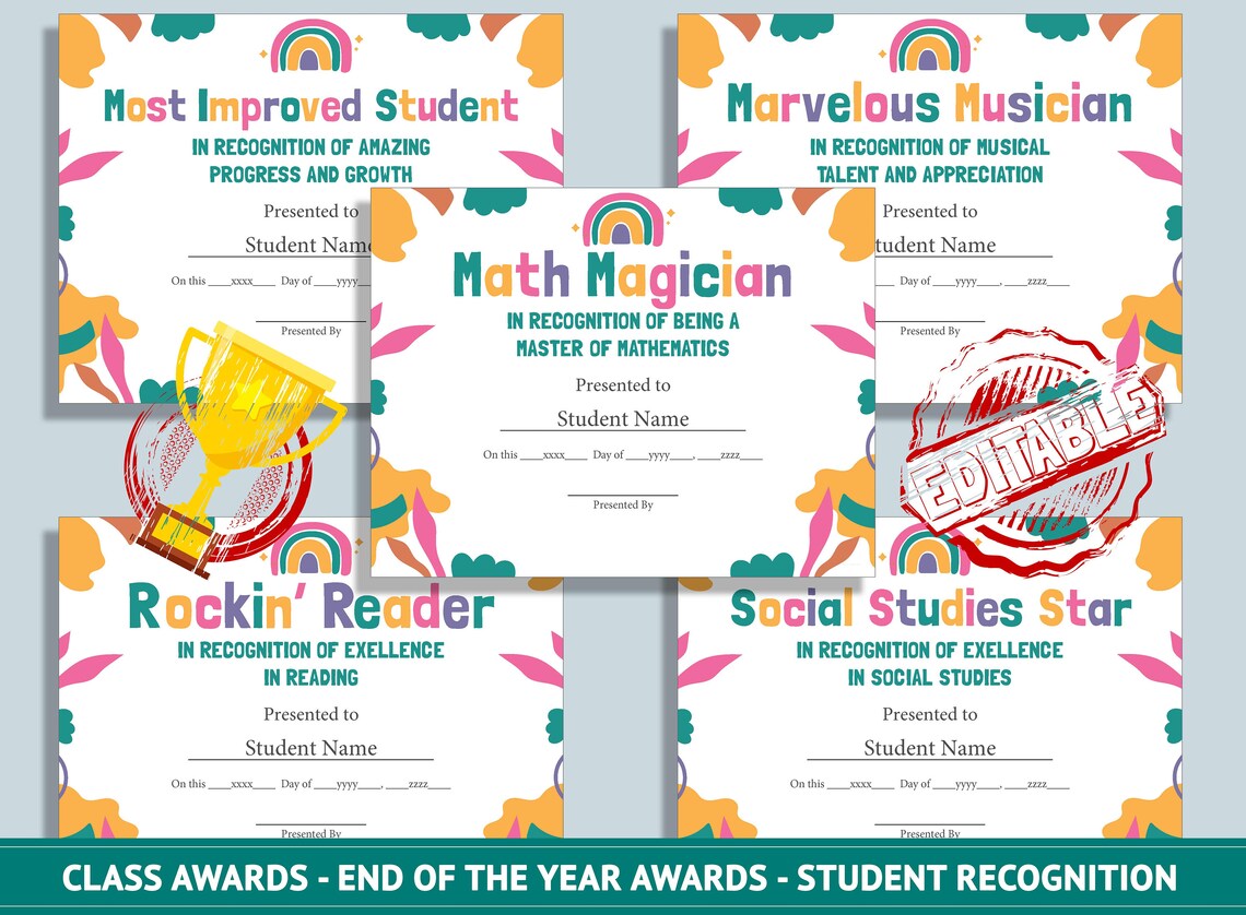 Editable End of Year Classroom Awards End of the Year Awards - Etsy