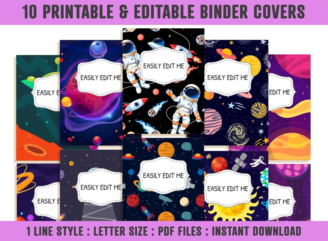 Binder Cover Boys, 10 Printable & Editable Binder Covers+spines Binder ...