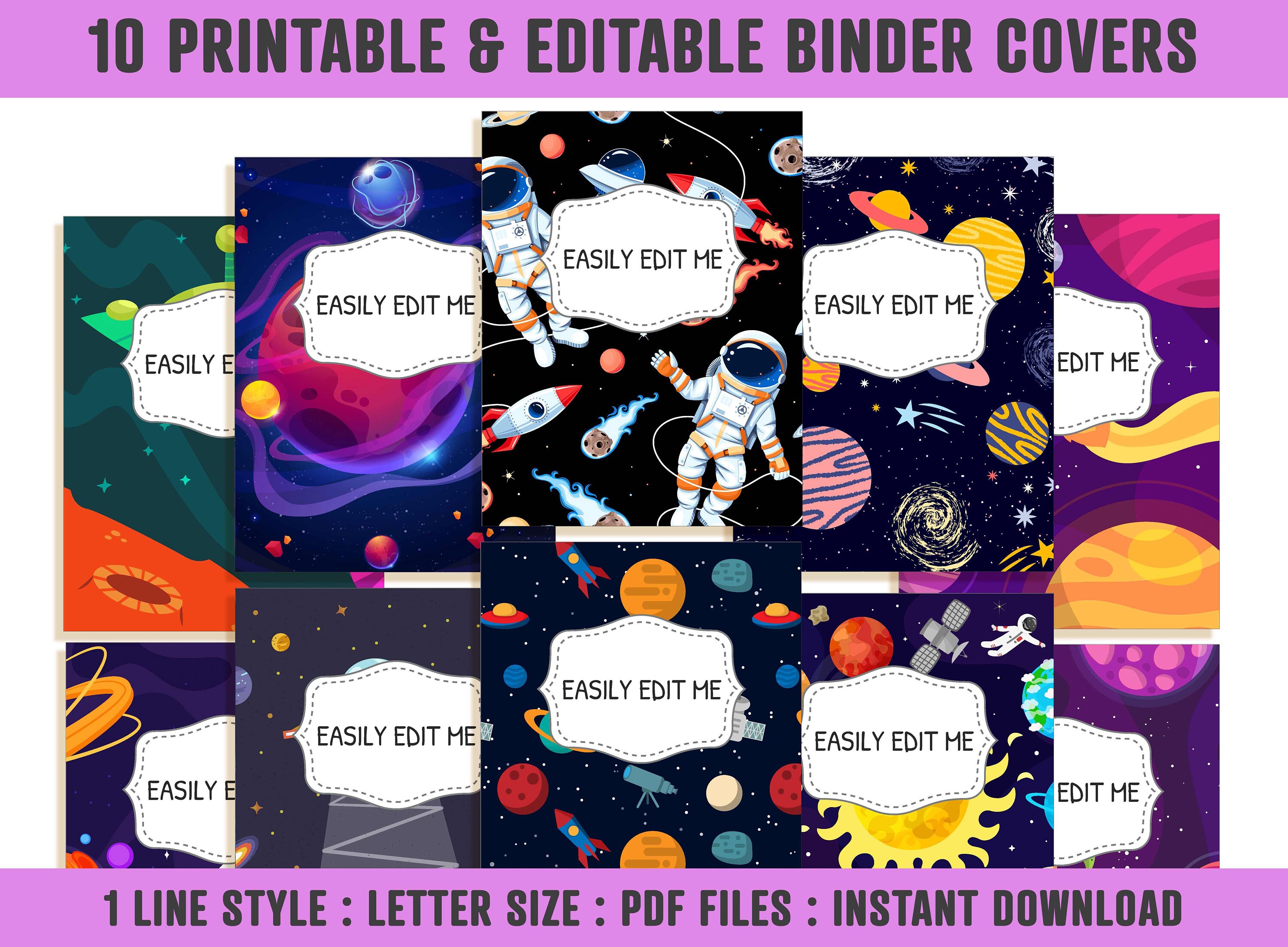 Binder Cover Boys, 10 Printable & Editable Binder Covers+spines Binder ...