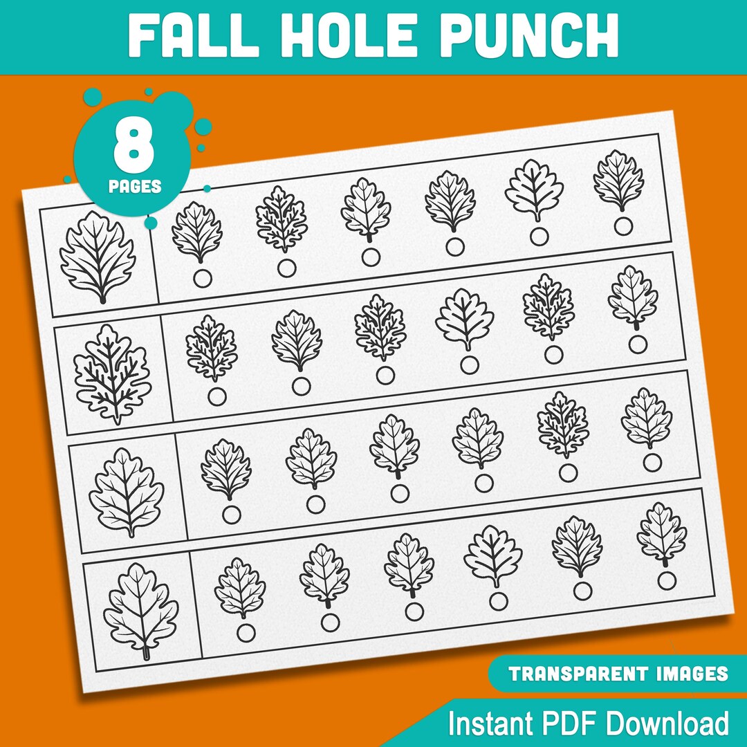 Fall Hole Punch Craft for Kids: 8 Pages of Fine Motor Skills Practice ...