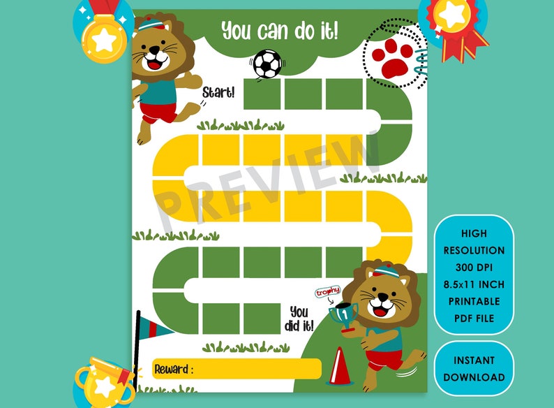 Printable Soccer Reward Chart for Kids: Encourage Positive Behavior ...