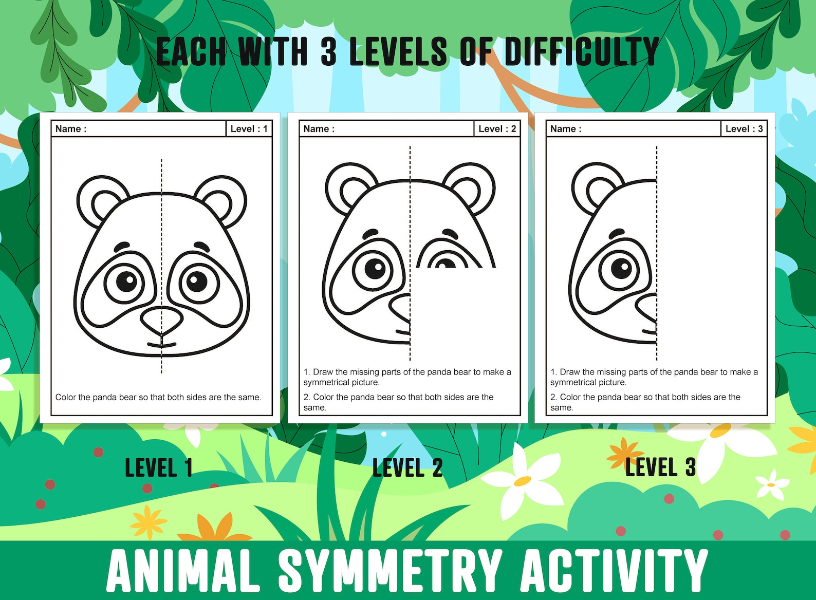 Animal Symmetry Worksheet, Animal Theme Lines of Symmetry Activity, 24 ...