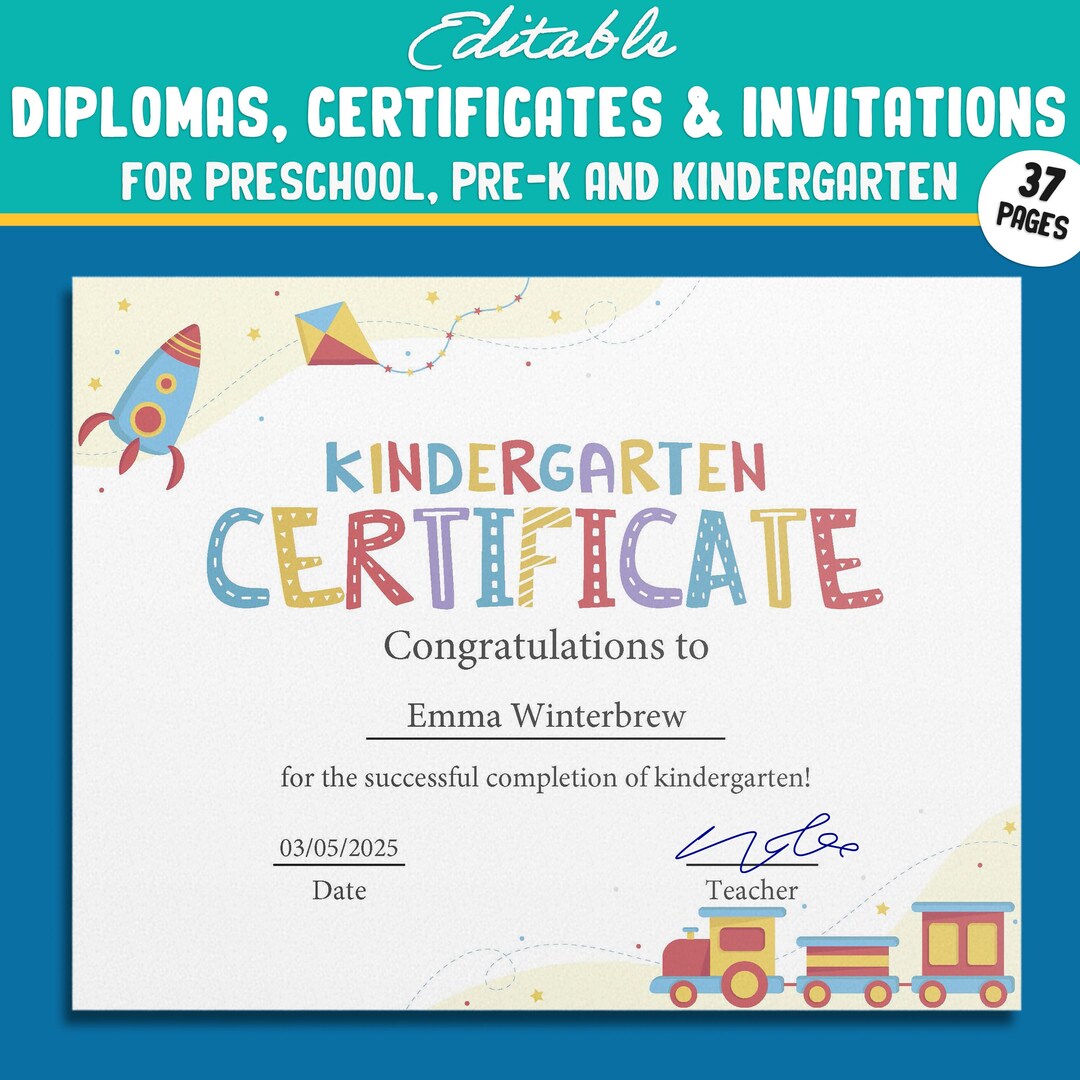 Kindergarten, Preschool, Pre K Certificates, Diplomas, End of the Year ...