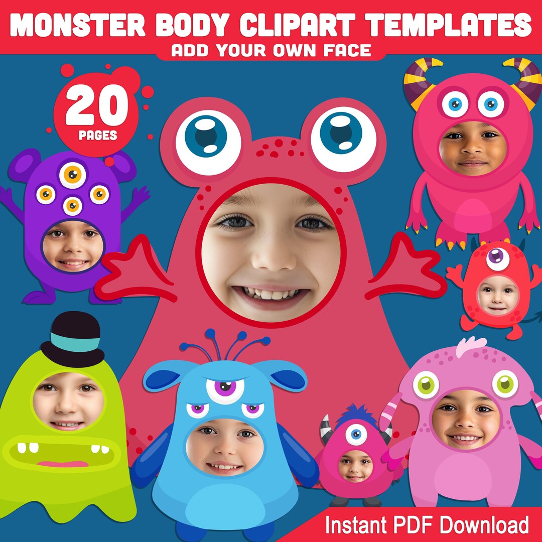 Monster Body Clipart Templates: Add Your Own Photo Face for a Fun DIY ...