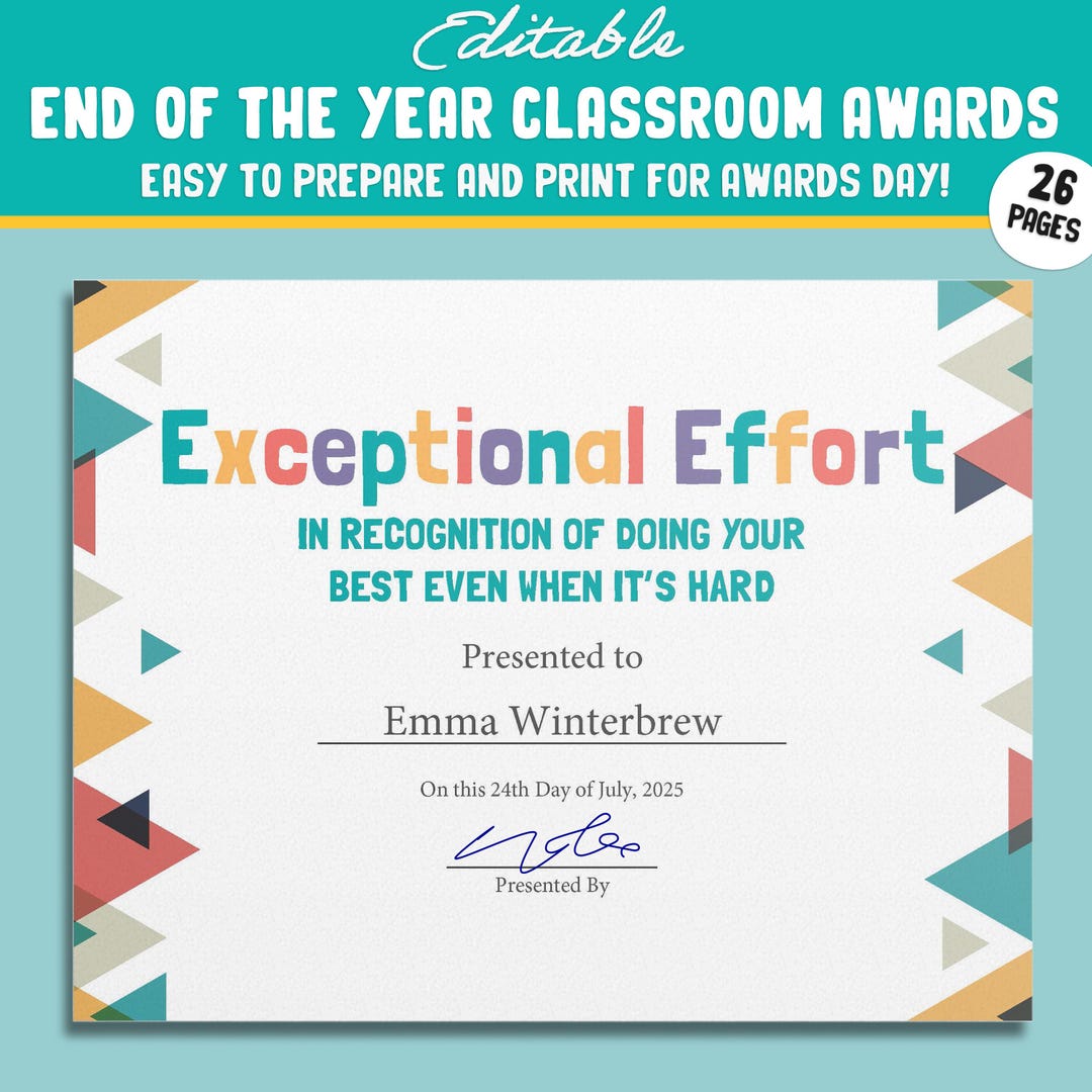 Editable End of the Year Activities, End of School Year Awards, Student ...