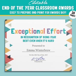 Editable End of the Year Activities, End of School Year Awards, Student ...