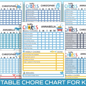 Ocean-themed Chore Chart for Kids: Printable and Editable ...
