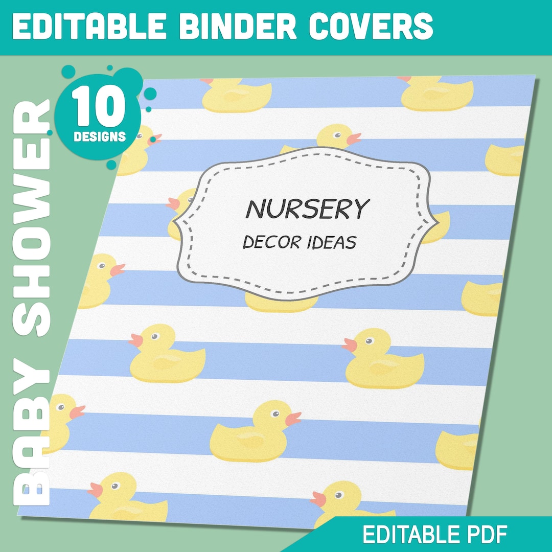 Baby Shower Binder Cover, 10 Printable/editable Binder Covers+spines ...