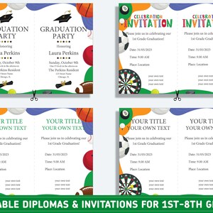 Editable 5th Grade Certificate, 1st to 8th Grade Diploma, Certificate ...