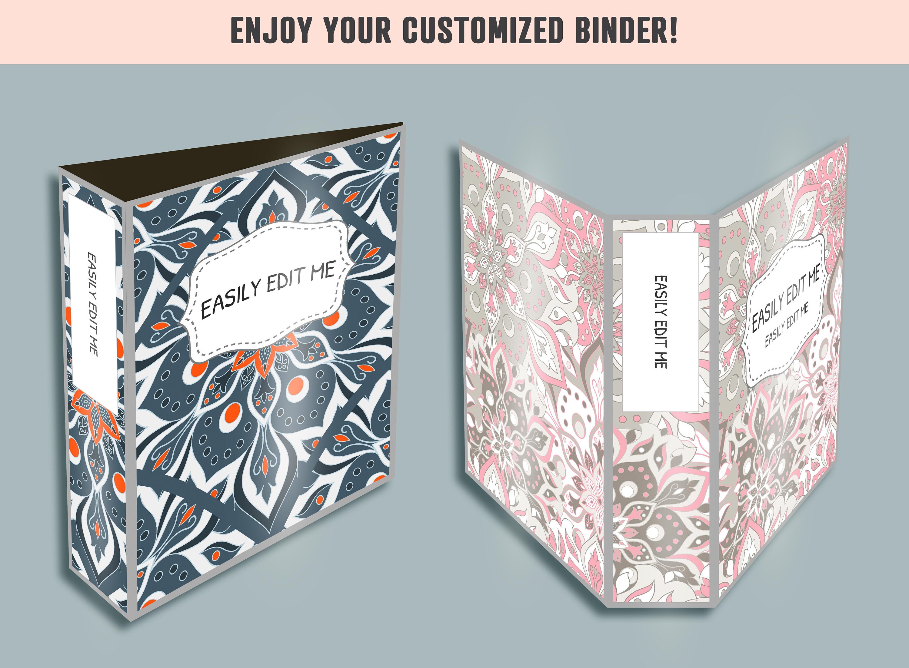 Mandala Binder Cover, 10 Printable/editable Binder Coversspines, Hand ...