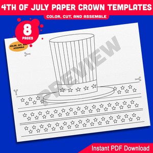 4th of July Paper Crown Templates – Printable Patriotic Headband Craft ...