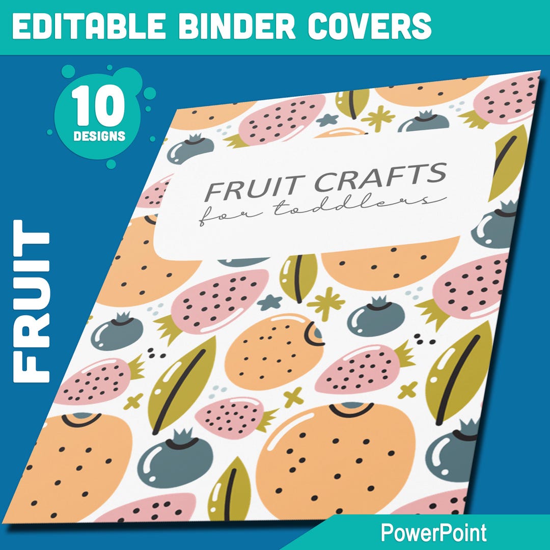 Powerpoint Binder Covers, 10 Printable/editable Fruit Binder ...