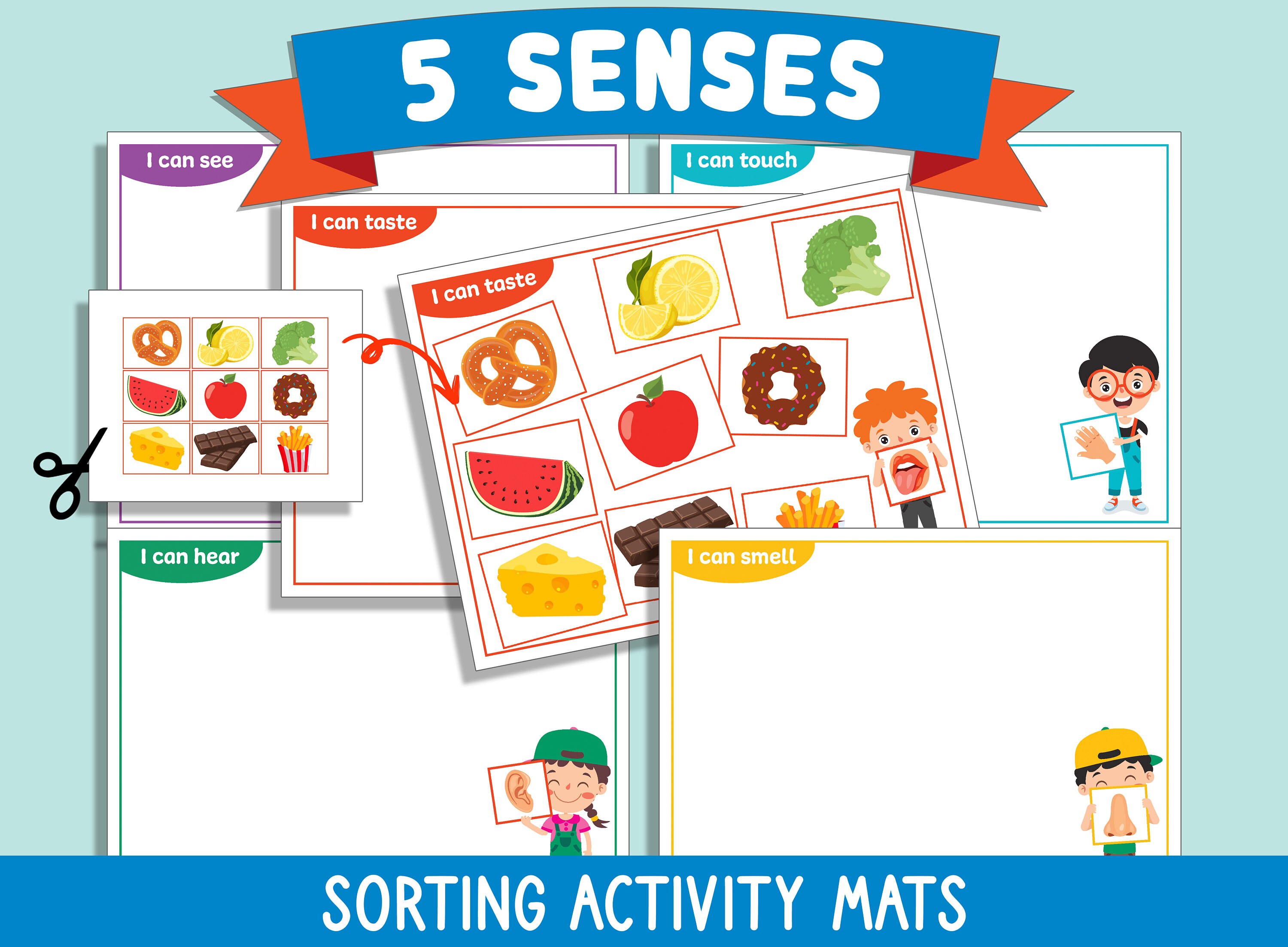 Five Senses Sorting Set for Preschool, Pre-k, and Kindergarten ...